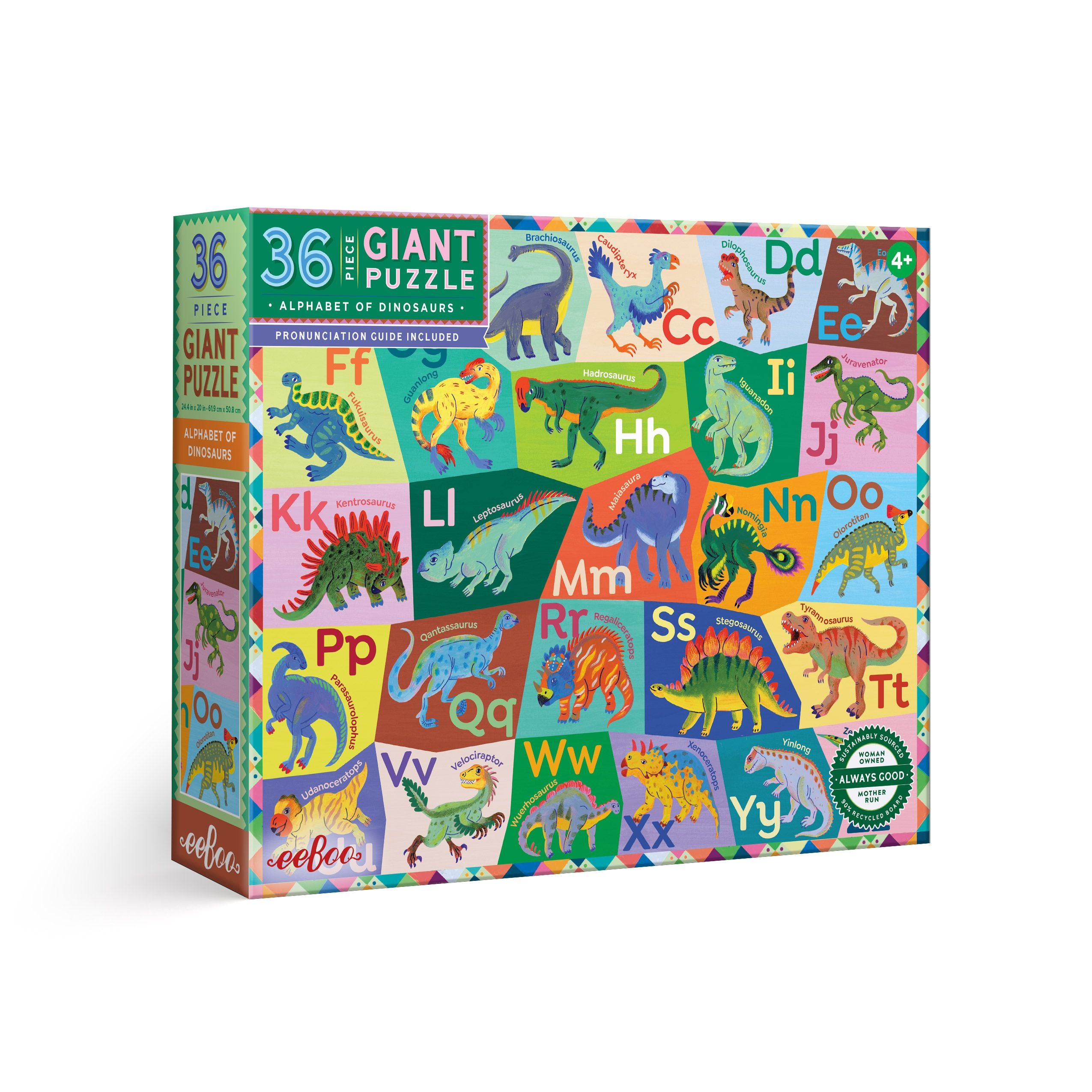 Alphabet of Dinosaurs 36 Piece Giant Puzzle by eeBoo | Unique Fun Gifts ...