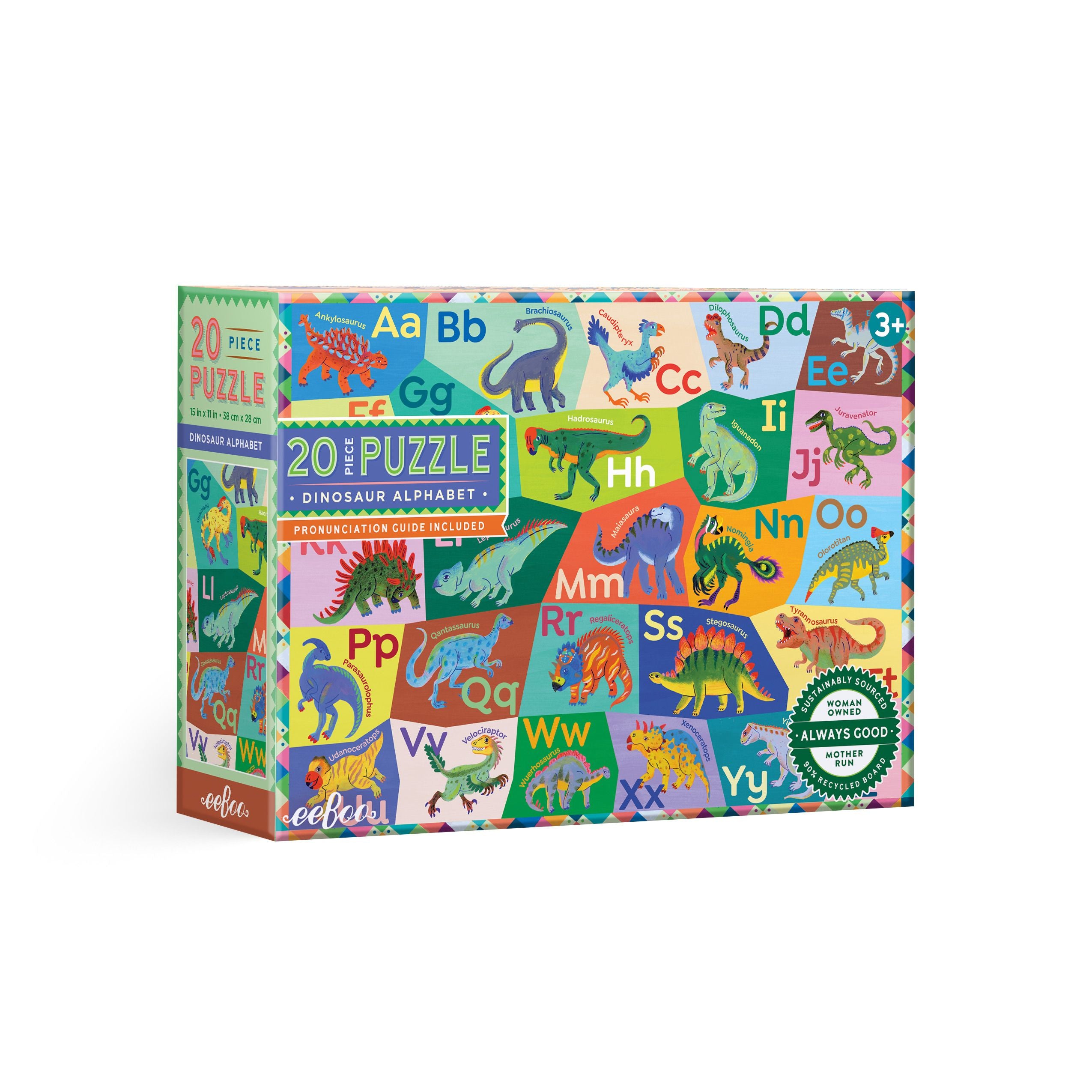 Dinosaur Alphabet 20 Piece Puzzle by eeBoo | Unique Fun Gifts – eeBoo ...